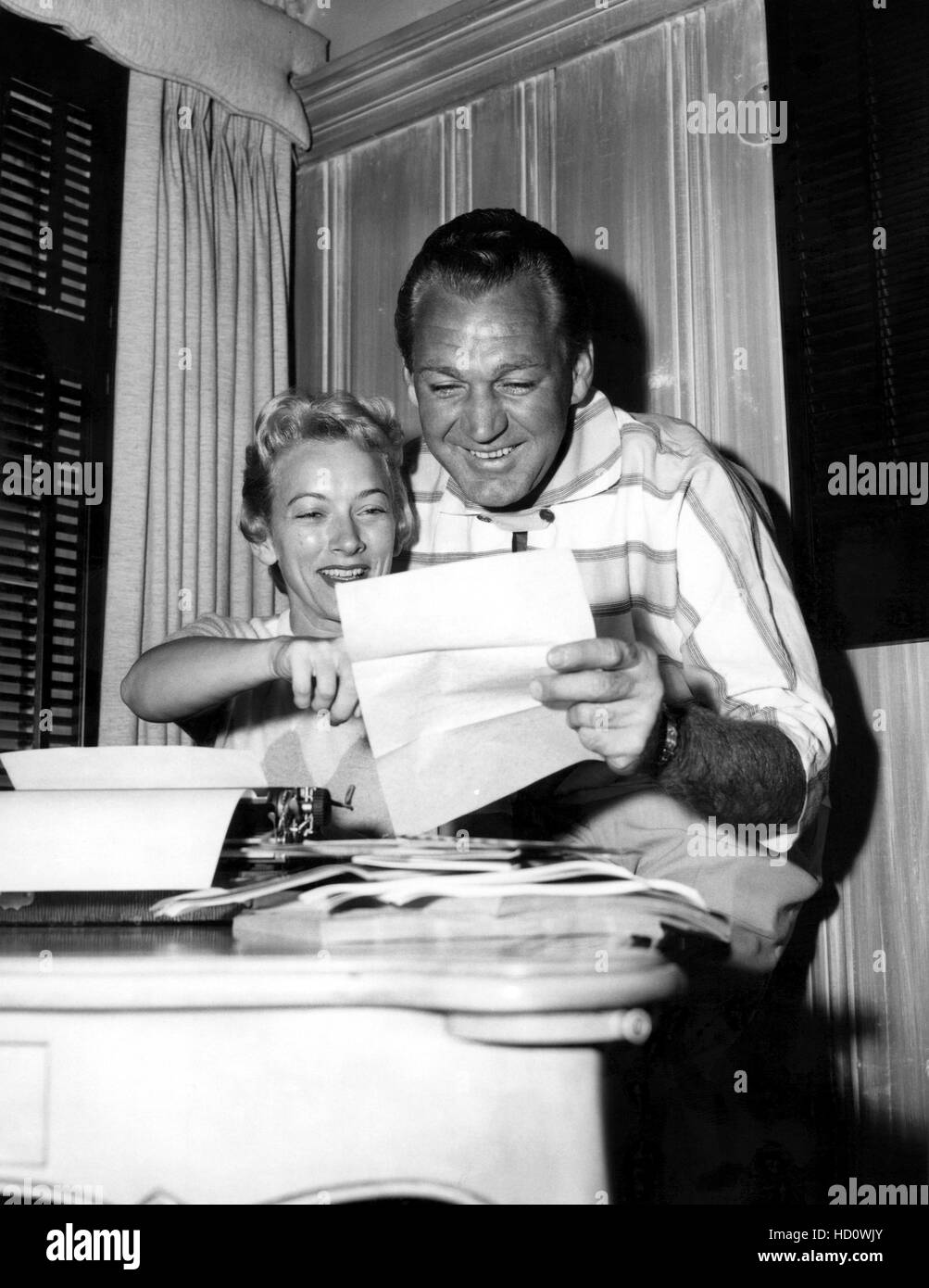 From left: Marilyn Johnson and husband Forrest Tucker answering fan ...