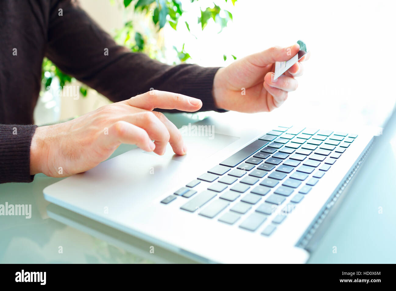 Hands using computer and credit card. Online shopping Stock Photo - Alamy