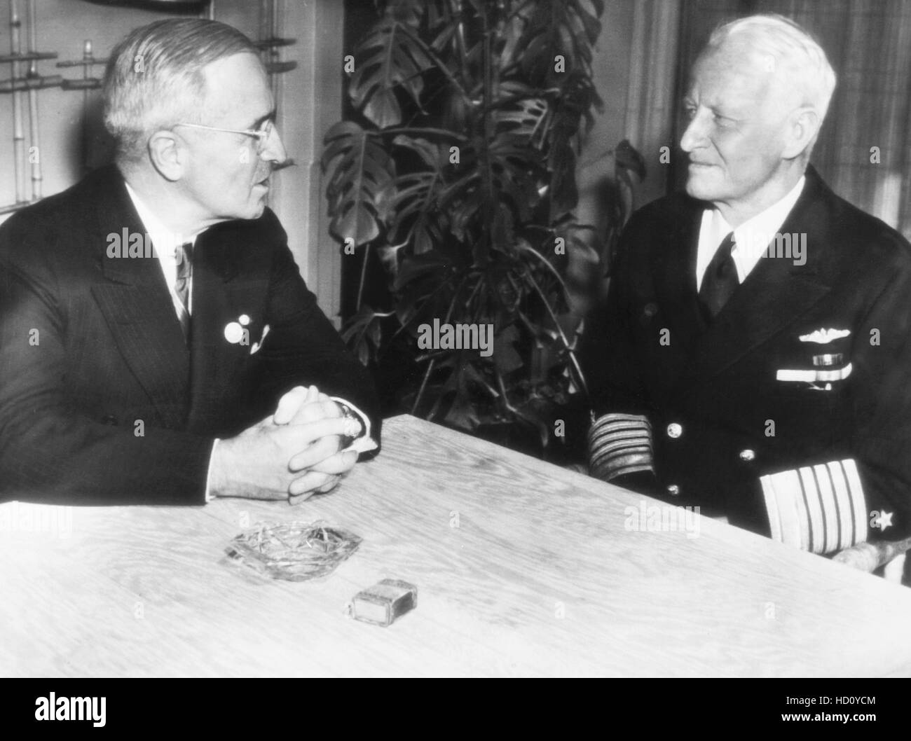 President Harry Truman, left, and Fleet Admiral Chester Nimitz, at the United Nations Conference ...