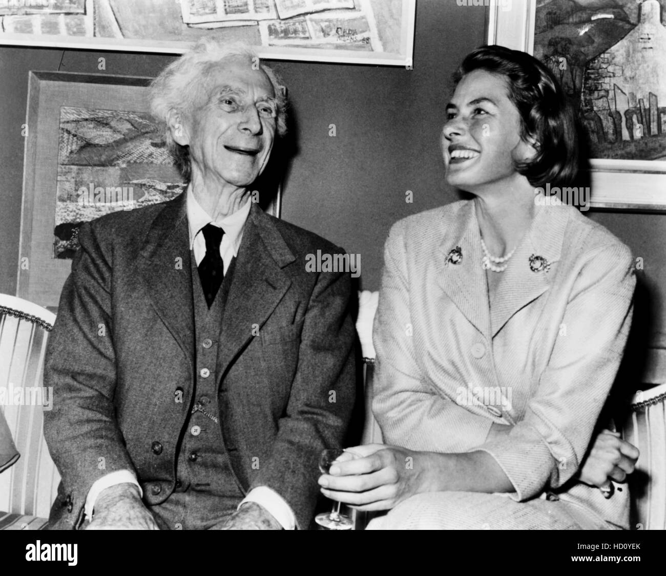 From left, philosopher Bertrand Russell, Ingrid Bergman, ca. early ...