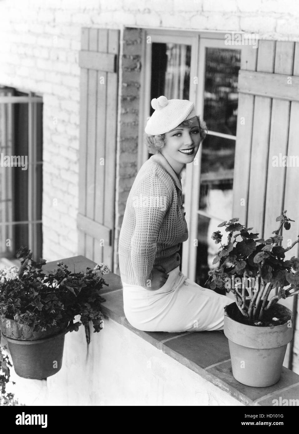 Isabel Jewell, on the front porch of her Hollywood home, 1934 Stock ...