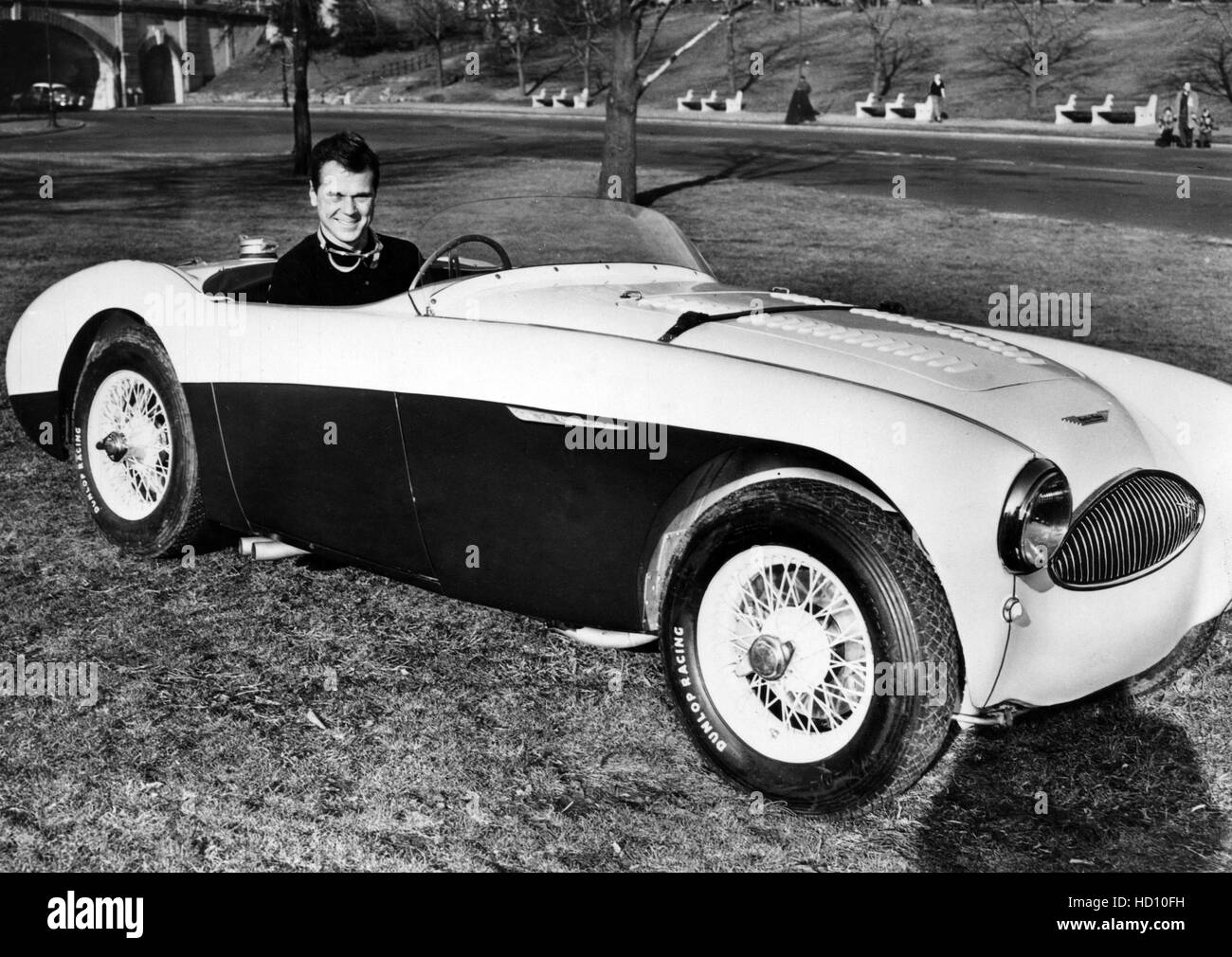 Jackie Cooper in his Austin-Healey, 1950s Stock Photo - Alamy