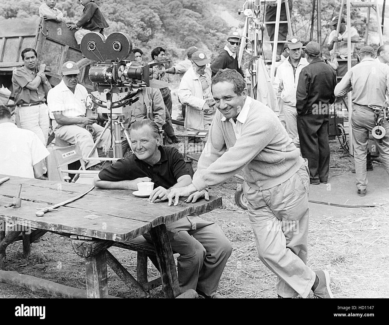 J. LEE THOMPSON, takes a tea break with producer Harold Hecht, on ...