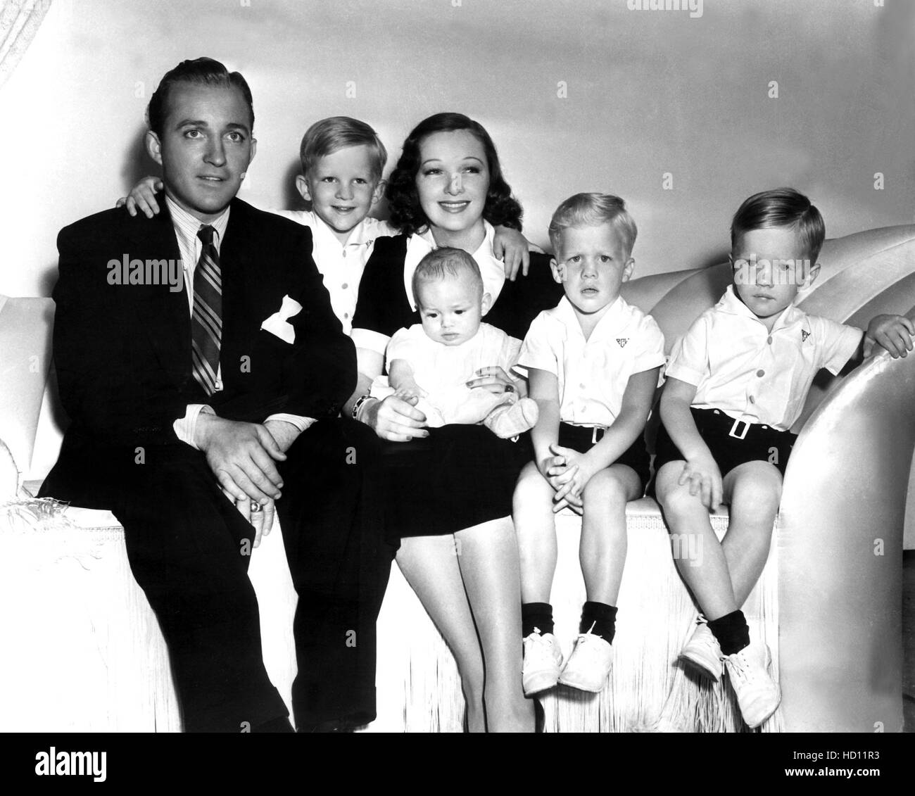 BING CROSBY, with wife Dixie Lee, and (l to r): sons Gary, Lindsay, Philip and Dennis Stock ...