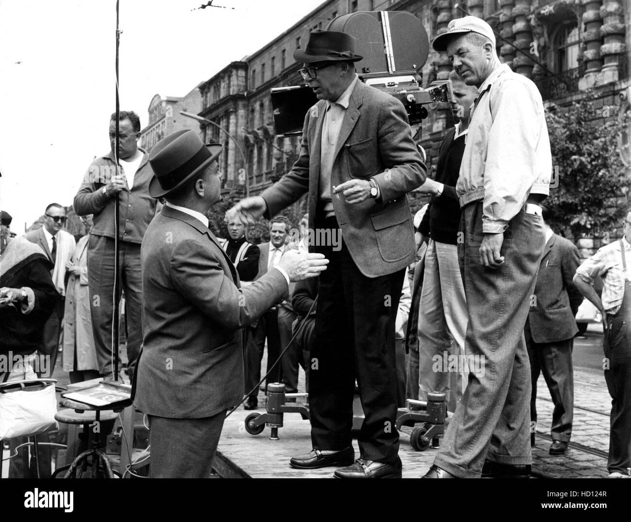 ONE, TWO, THREE, James Cagney, director Billy Wilder on location in ...
