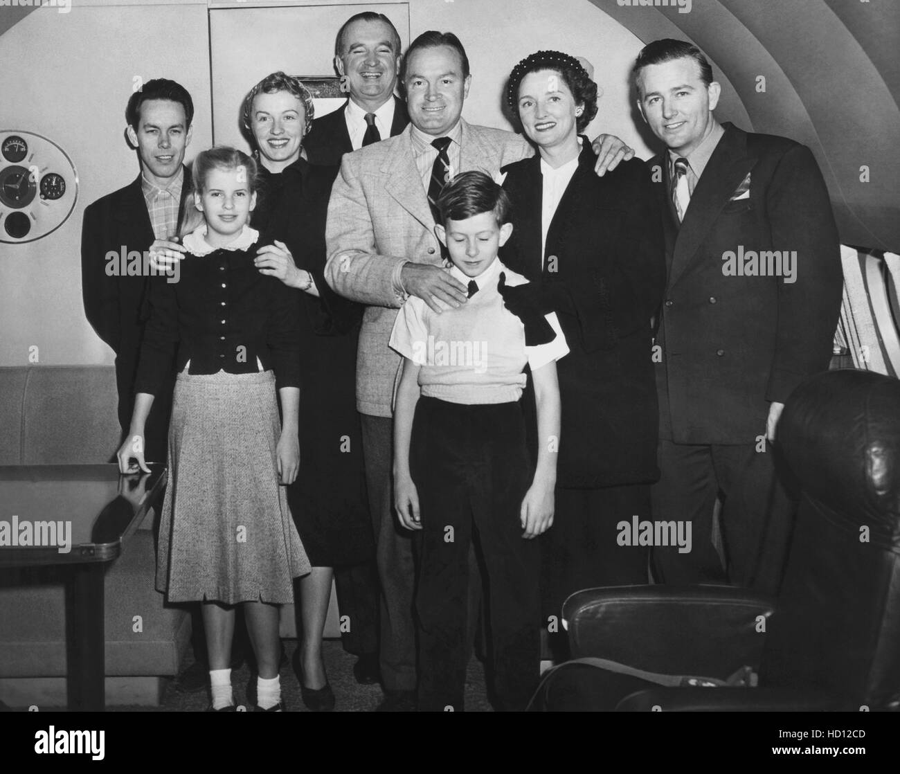 Bob Hope with arm around wife Dolors Hope and with daughter Linda Hope ...
