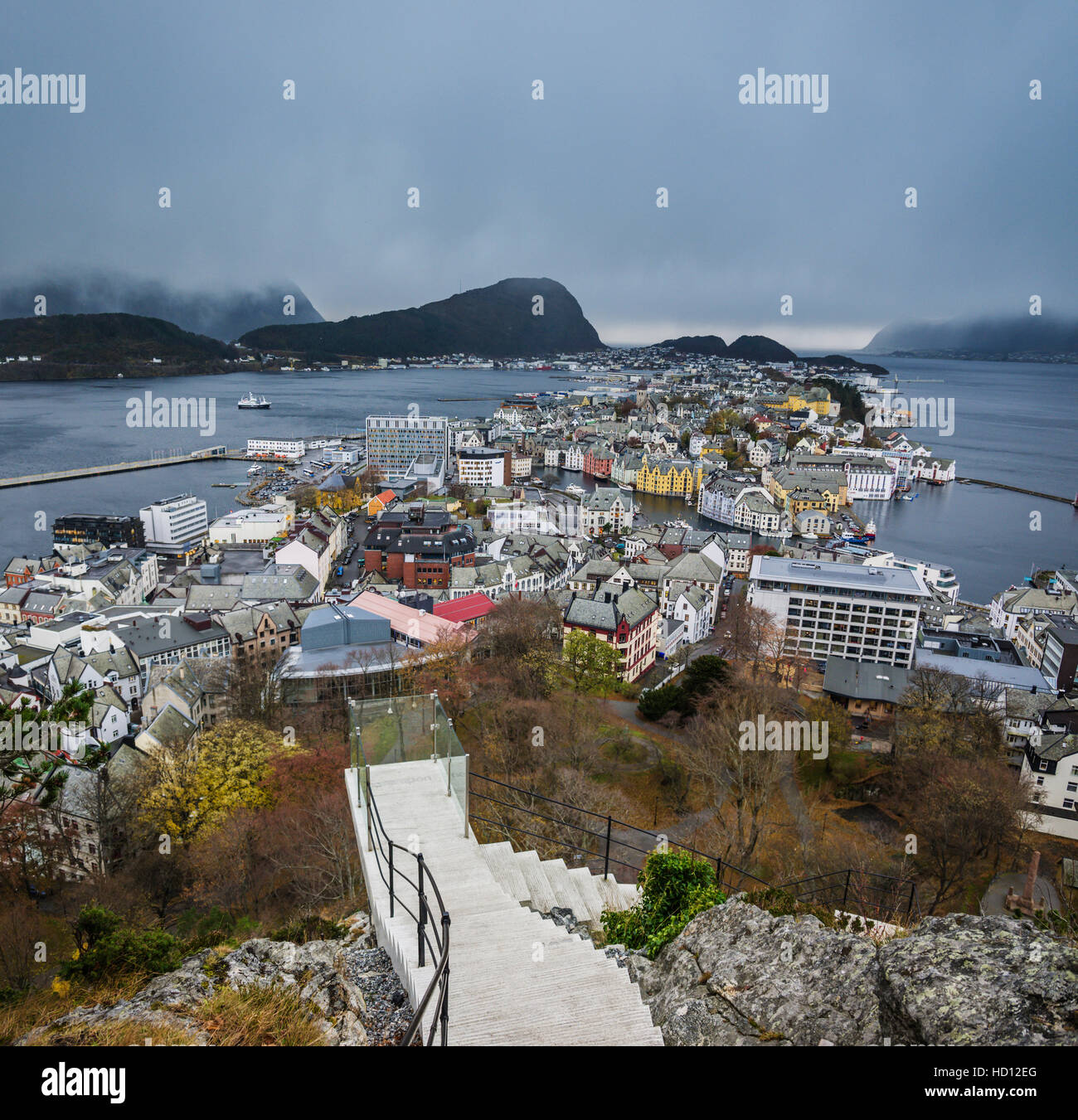 A cold overcast winter day in Alesund, Norway Stock Photo - Alamy