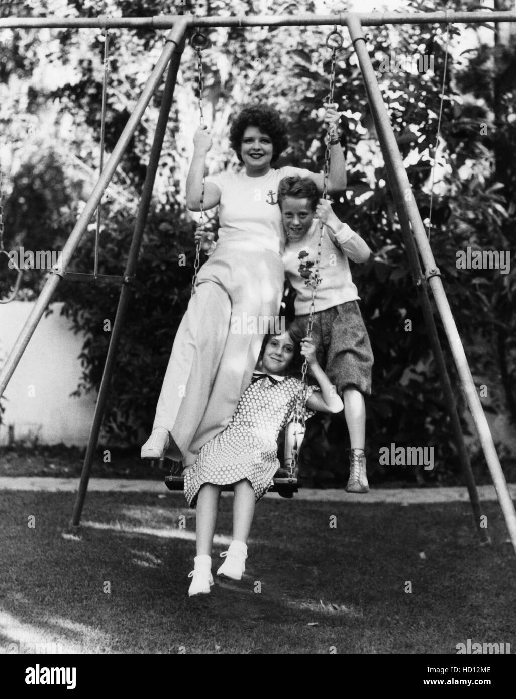 Clara Bow, with her cousins, Johnny and Lillian Bow, at her Beverly ...