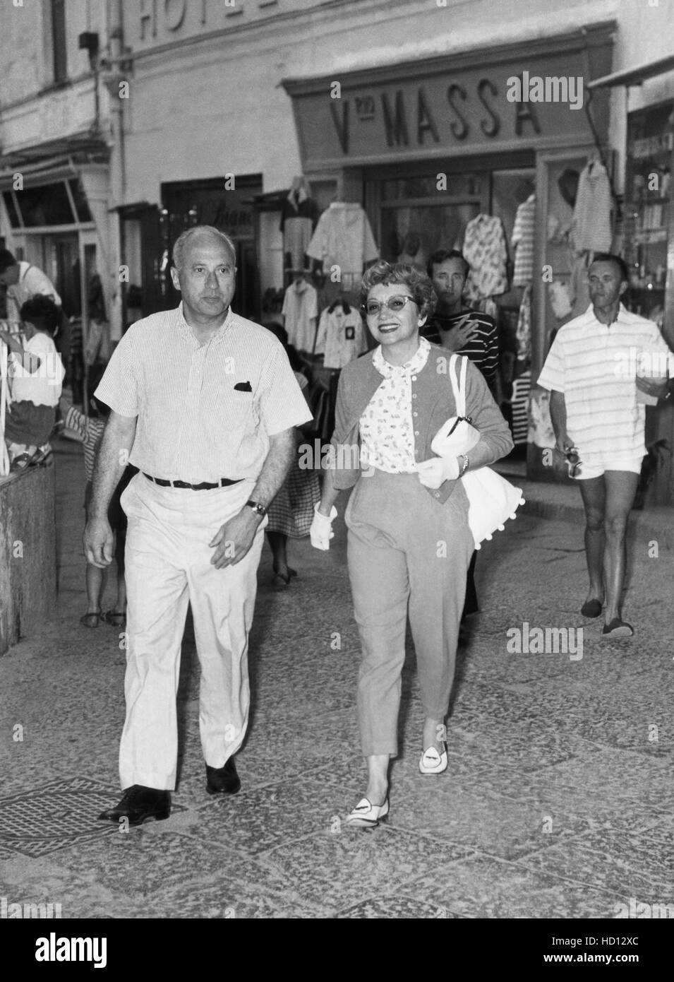 Claudette Colbert, right, with her husband, Dr. Joel Pressman, on the ...