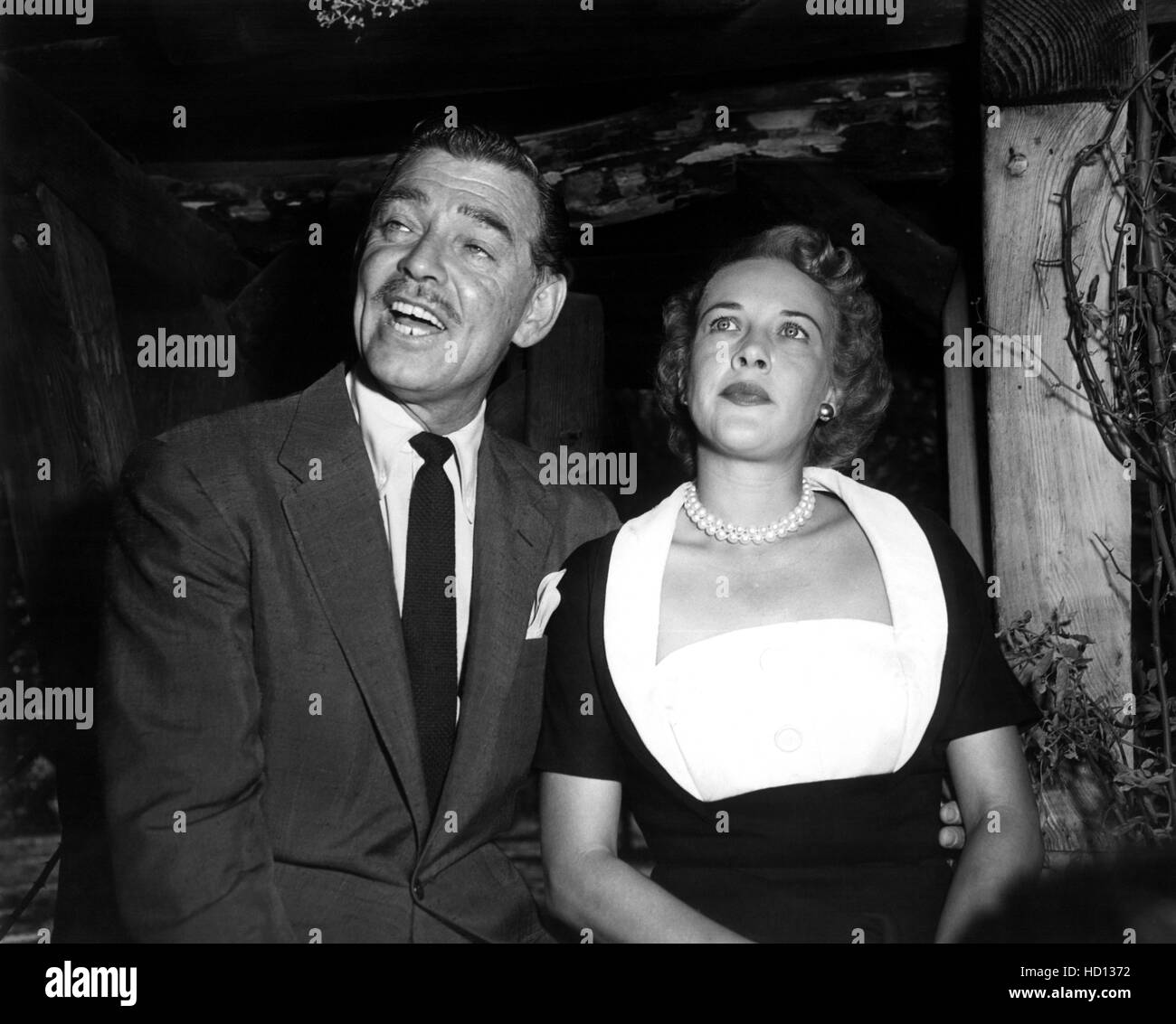 Clark Gable with wife Kay Spreckles at their Encino ranch home, 1955 ...