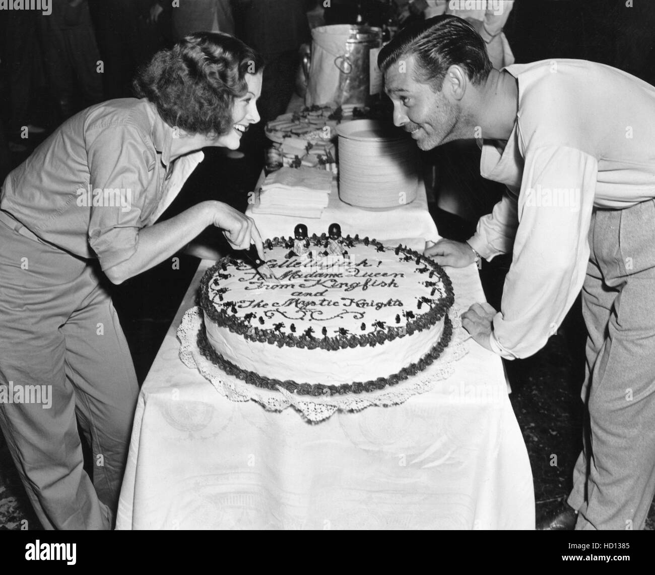 TOO HOT TO HANDLE, Myrna Loy, Clark Gable, celebrate Loy's birthday on ...