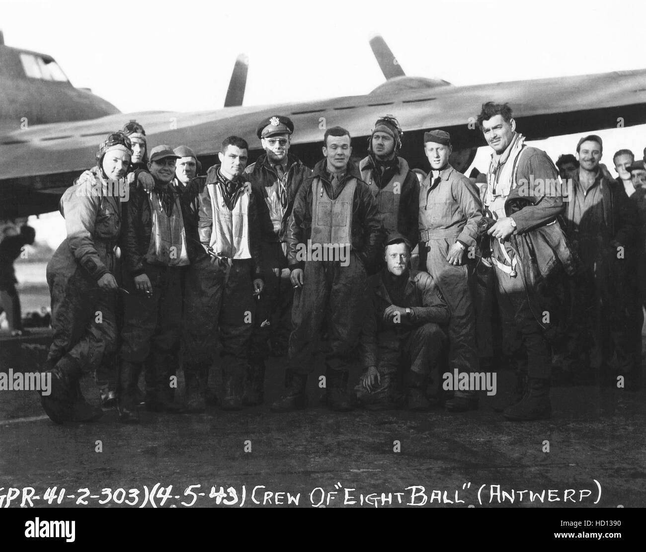 Captain Clark Gable, front right, with the crew of the Eight Ball ...