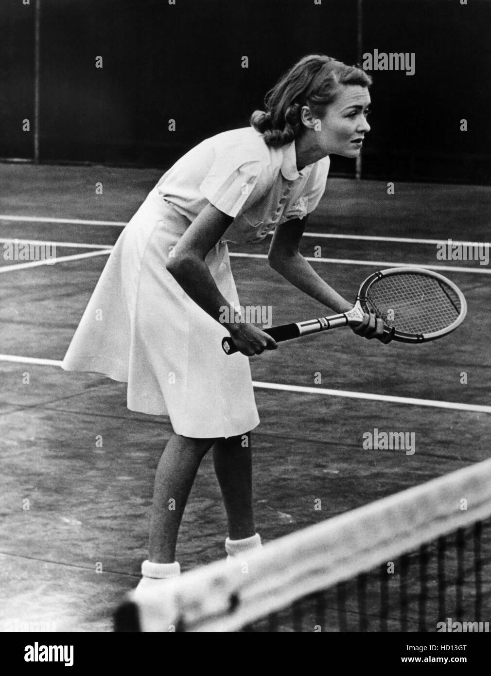 Constance Bennett playing tennis, circa 1940s Stock Photo - Alamy