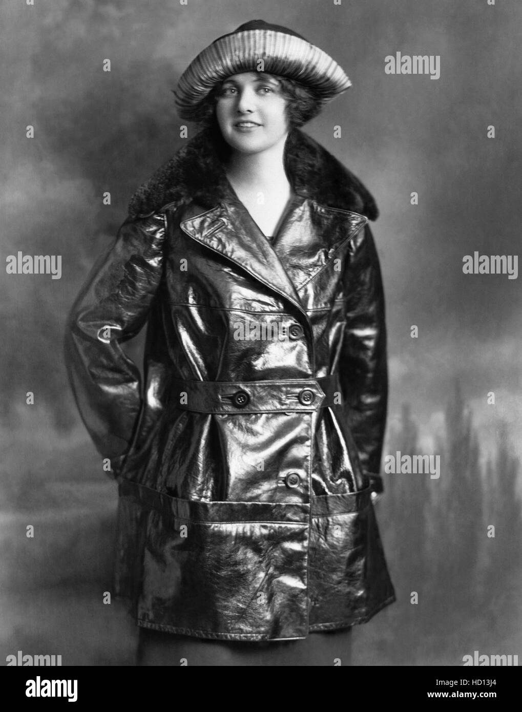 Constance Binney, modeling a 'very smart' leather jacket 'suitable for ...