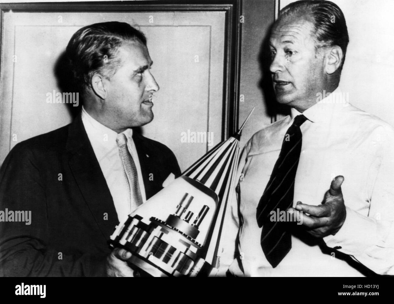 Curd Jurgens (right) with rocket expert Dr. Wernher von Braun, the ...