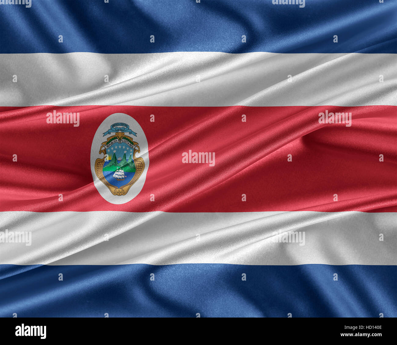 Costa Rica flag with a glossy silk texture Stock Photo - Alamy