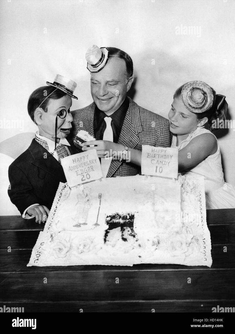Edgar Bergen (center) celebrates the birthdays of his offspring ...