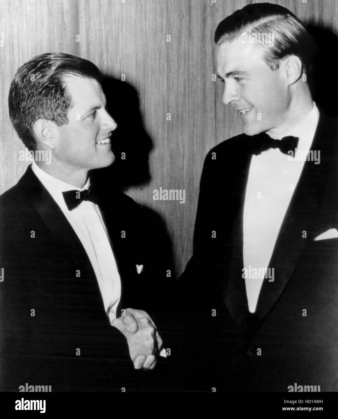 From left: Edward Kennedy and George Cabot Lodge shake hands as they ...