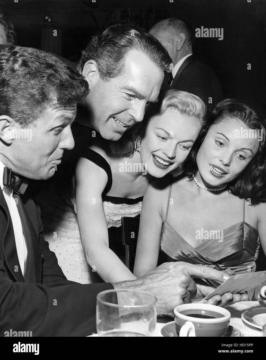 From left: Robert Stack, Fred MacMurray, June Haver, Rosemarie Stack ...