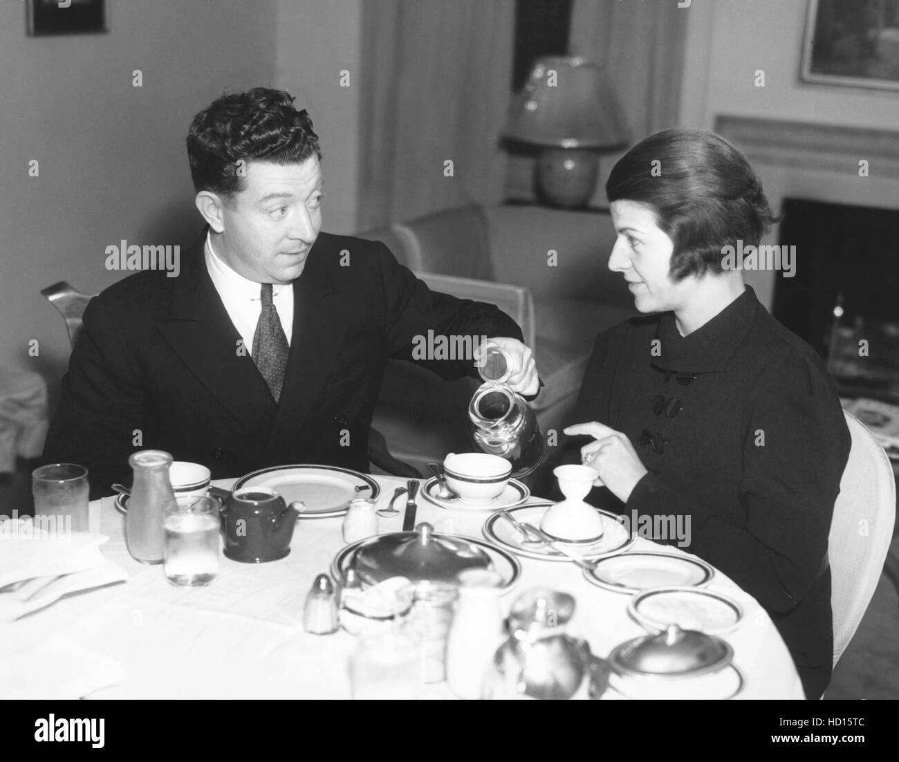 Frank McHugh, left, with his wife Dorothy McHugh, at home, 1940 Stock ...