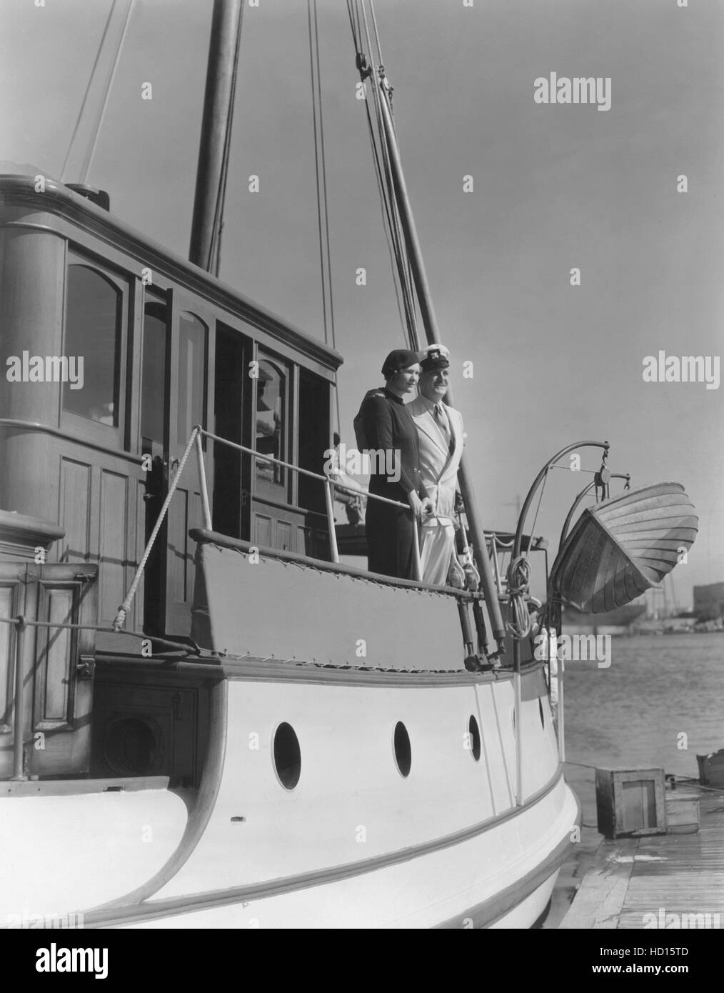 From left: Alma Morgan, Frank Morgan aboard their new cruiser, 1933 ...