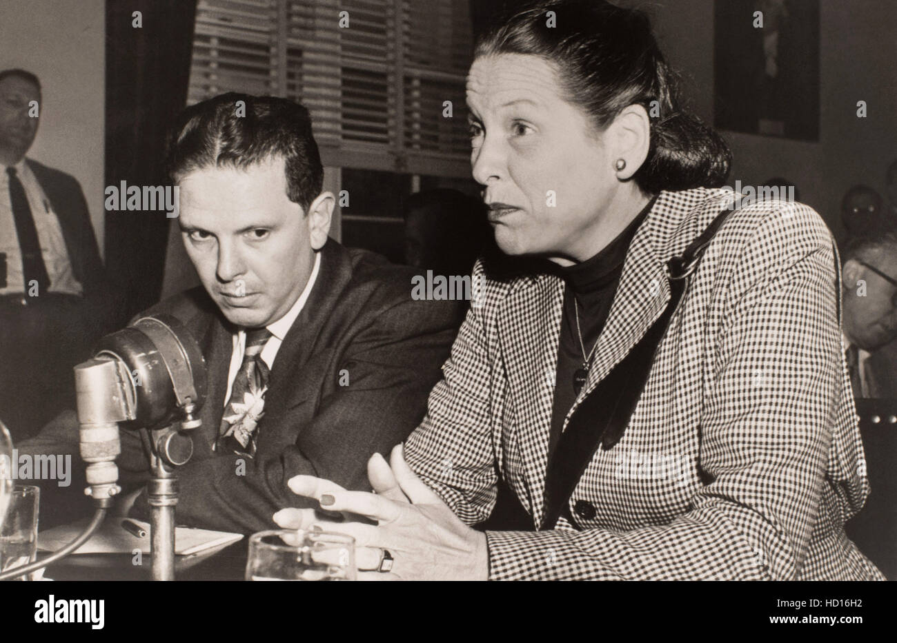 Gale Sondergaard (right) with her attorney refusing to answer questions ...