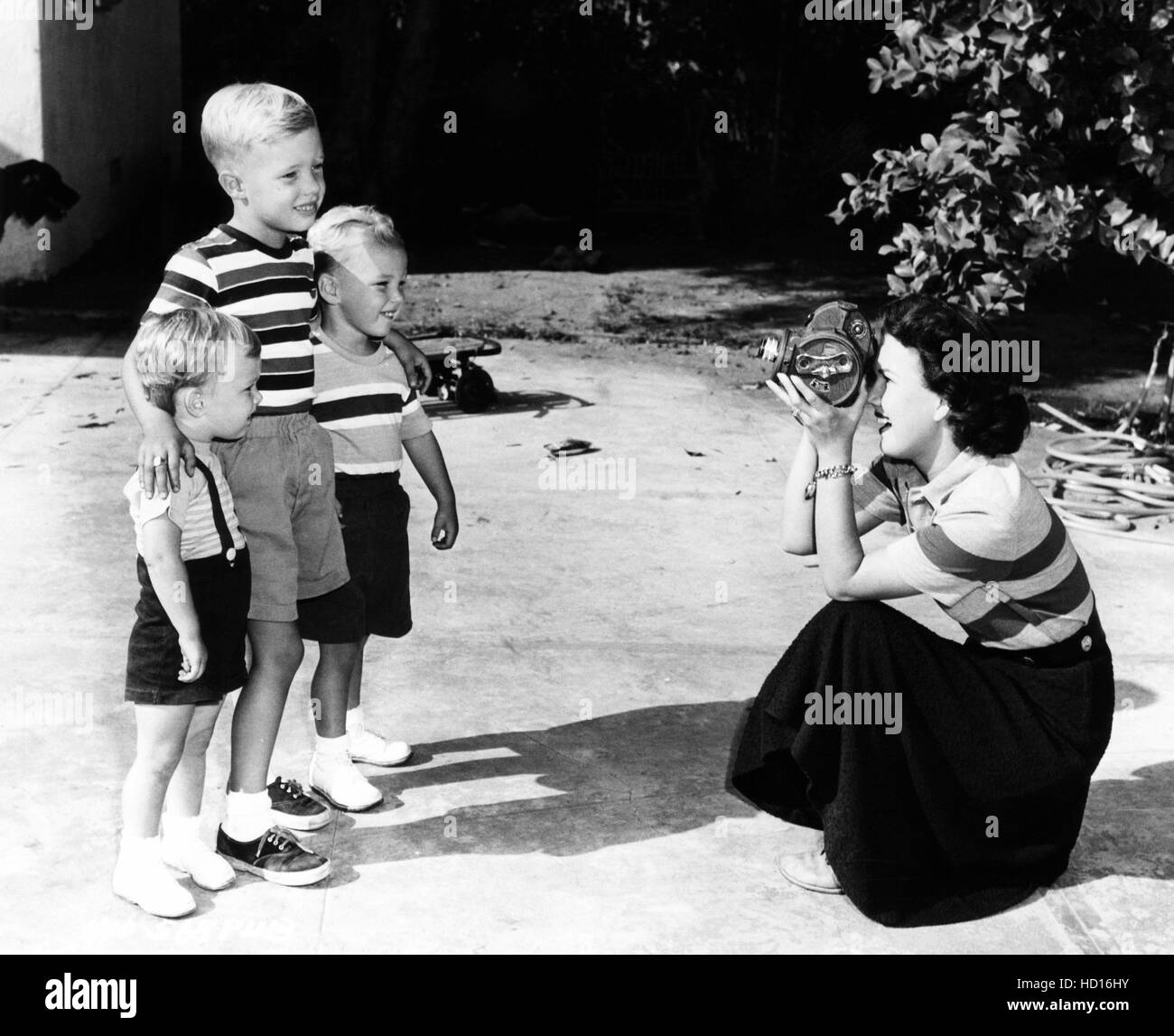 Gale Storm, filming her sons, from left, Paul Bonnell, Phillip Bonnell ...