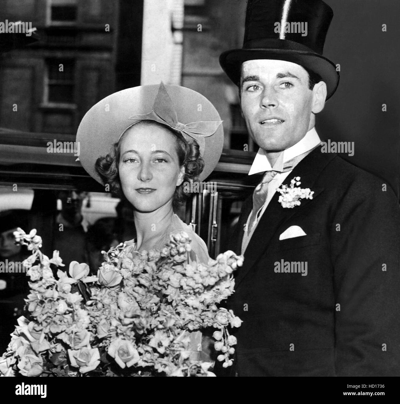 Frances Fonda, Henry Fonda at their wedding at the Christ Methodist ...