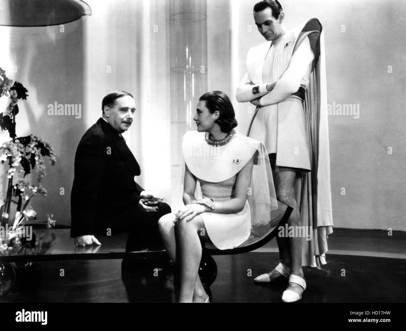 THINGS TO COME, Author H.G. Wells with actors Sophie Stewart and ...