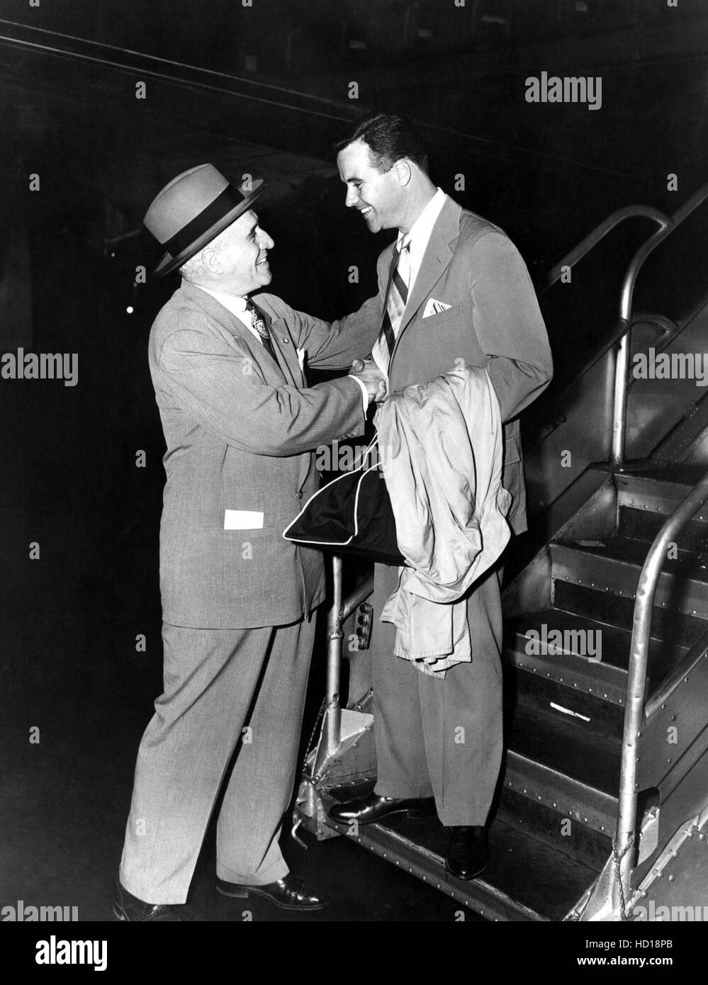 John Lemmon greets his son Jack Lemmon as he arrives in New York, 1955 ...