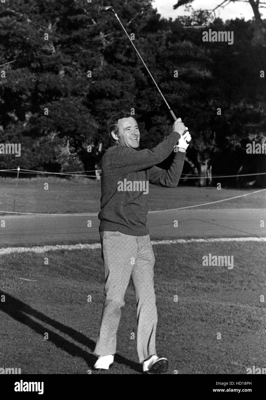 Jack Lemmon playing golf, Bing Crosby Pro-Amateur tournament, Pebble ...