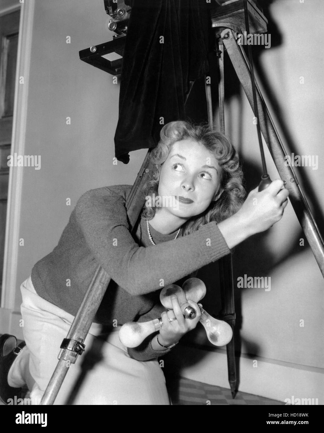 MGM starlet Janet Leigh, fooling around with a camera, September 1947 ...