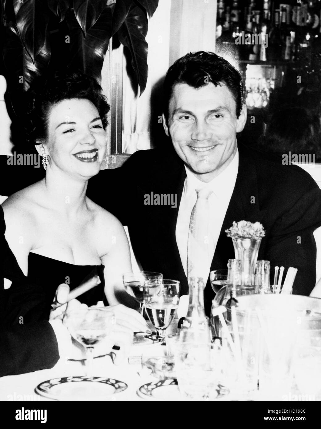 Jack Palance (right) with his wife Virginia Baker at the Harwyn Club in ...