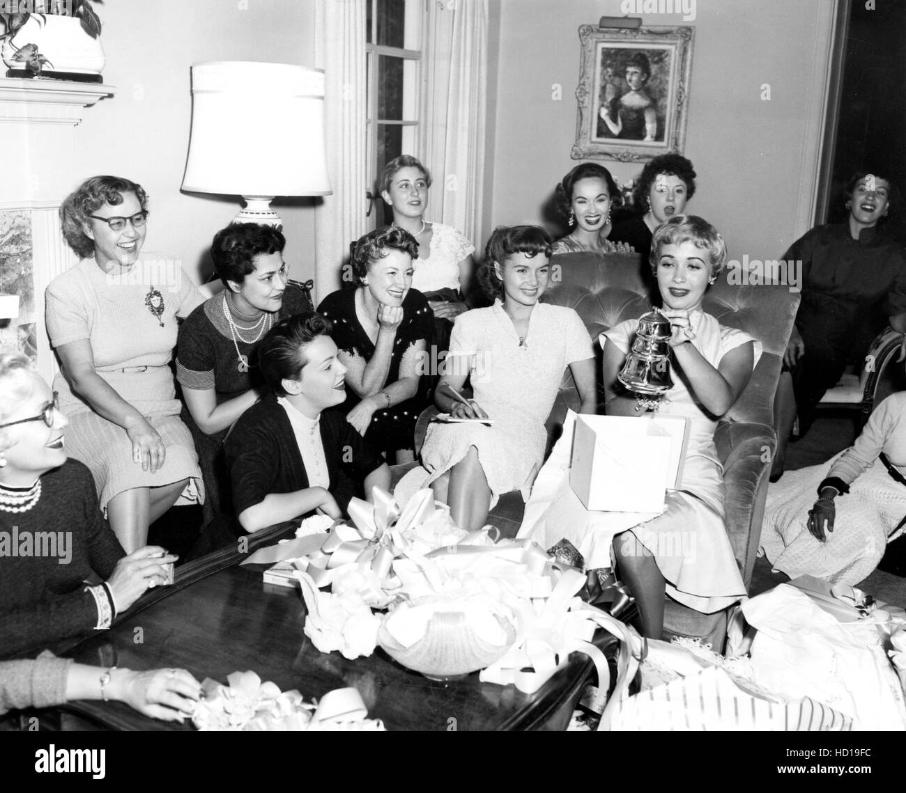 Guests at Jane Powell's bridal shower include Debbie Reynolds (center ...