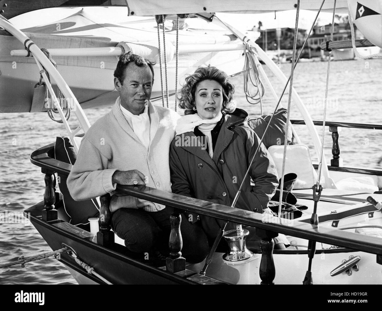 PATRICK WELDON NERNEY and wife JANE POWELL relax aboard their sailboat ...