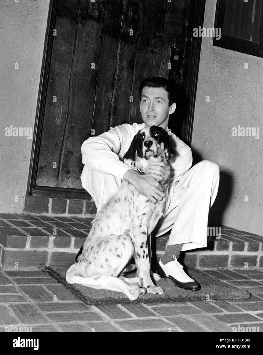 JAMES STEWART and his dog SPOTS, shortly after the former's recruitment ...