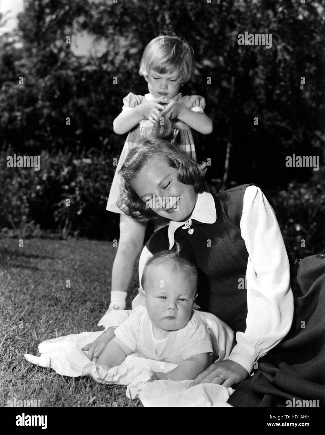 Actress JUNE ALLYSON with her children, daughter PAMELA POWELL and baby ...