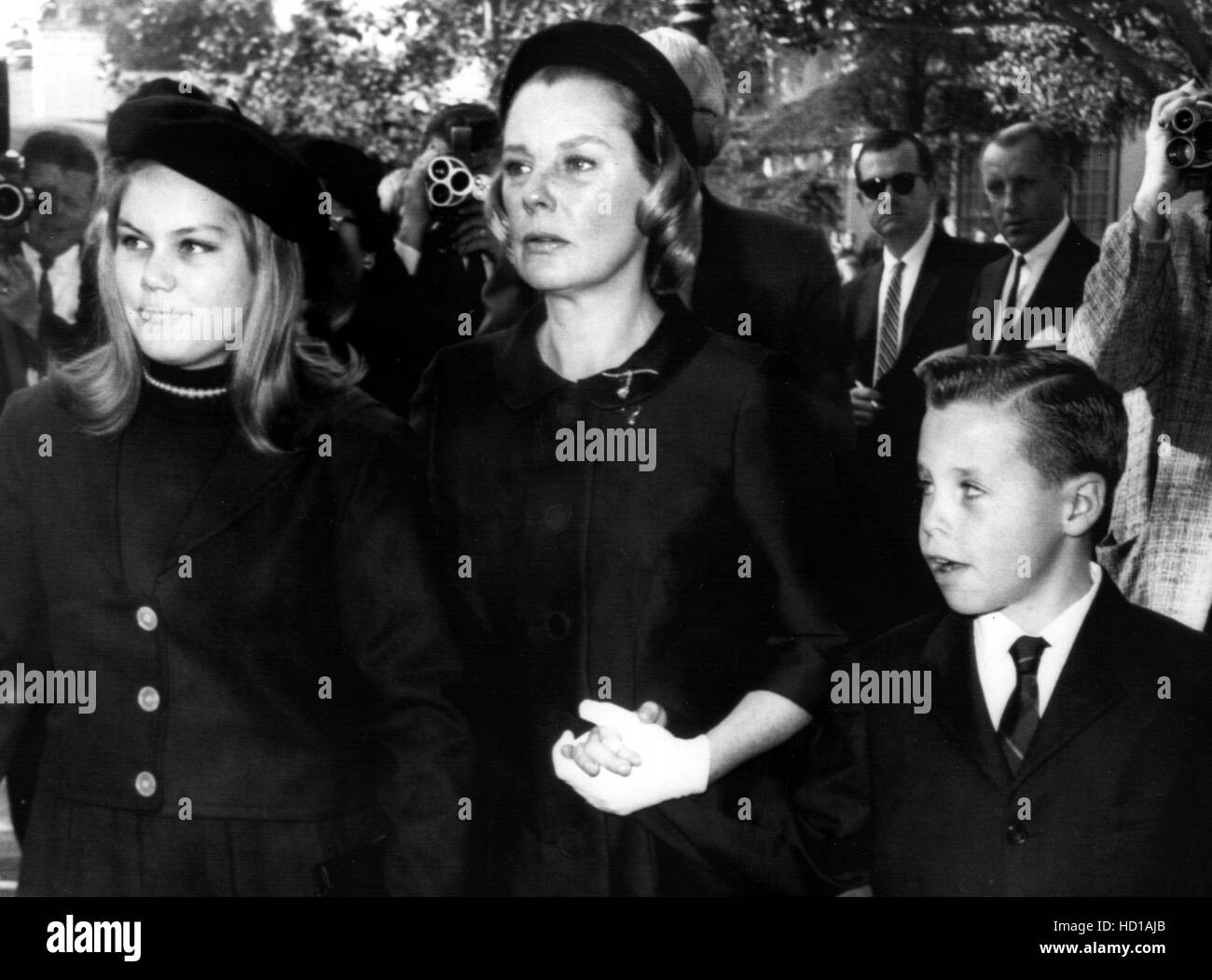 PAMELA POWELL, JUNE ALLYSON and DICK POWELL, JR. attend the funeral of ...