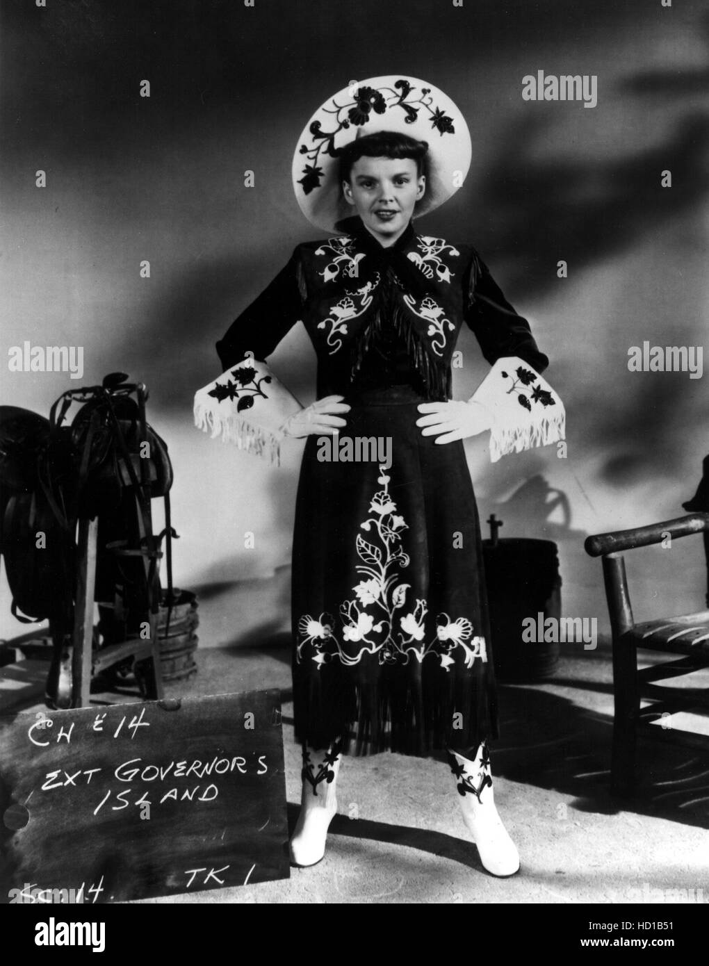 Judy Garland in her wardrobe test for ANNIE GET YOUR GUN, 1950 Stock ...