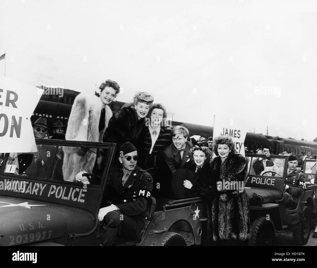 Standing from left: Marie Wilson, Betty Hutton, Greer Garson, Mickey ...