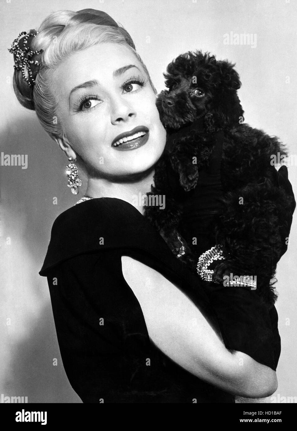 June Havoc with pet poodle, Suzette, 1947 Stock Photo - Alamy