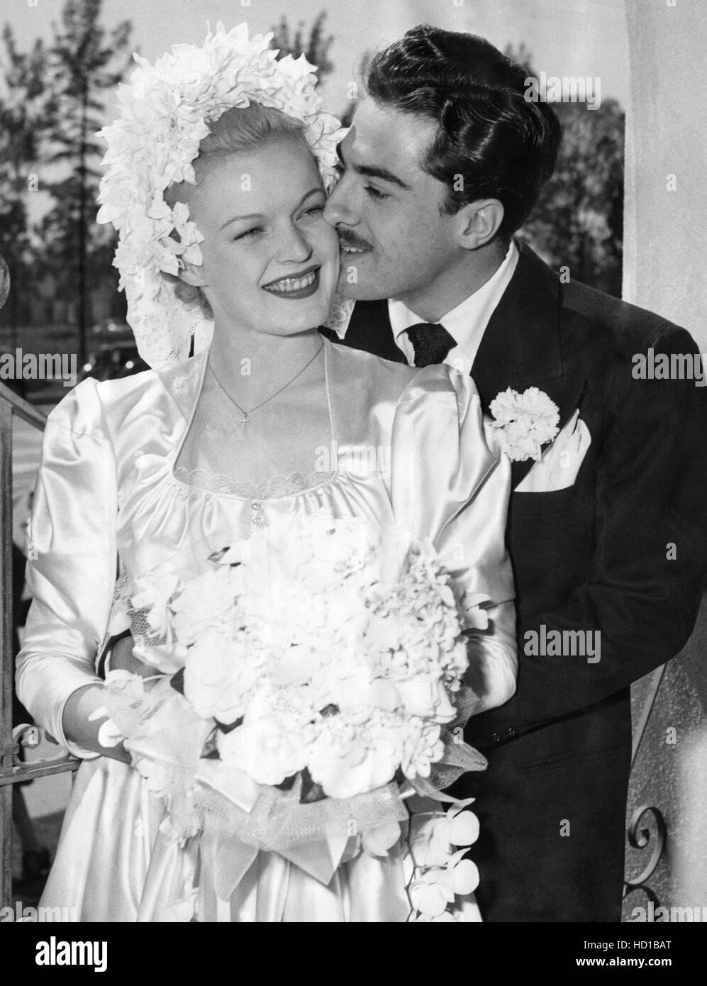 June Haver with new husband, Jimmy Zito, outside Hollywood church after ...