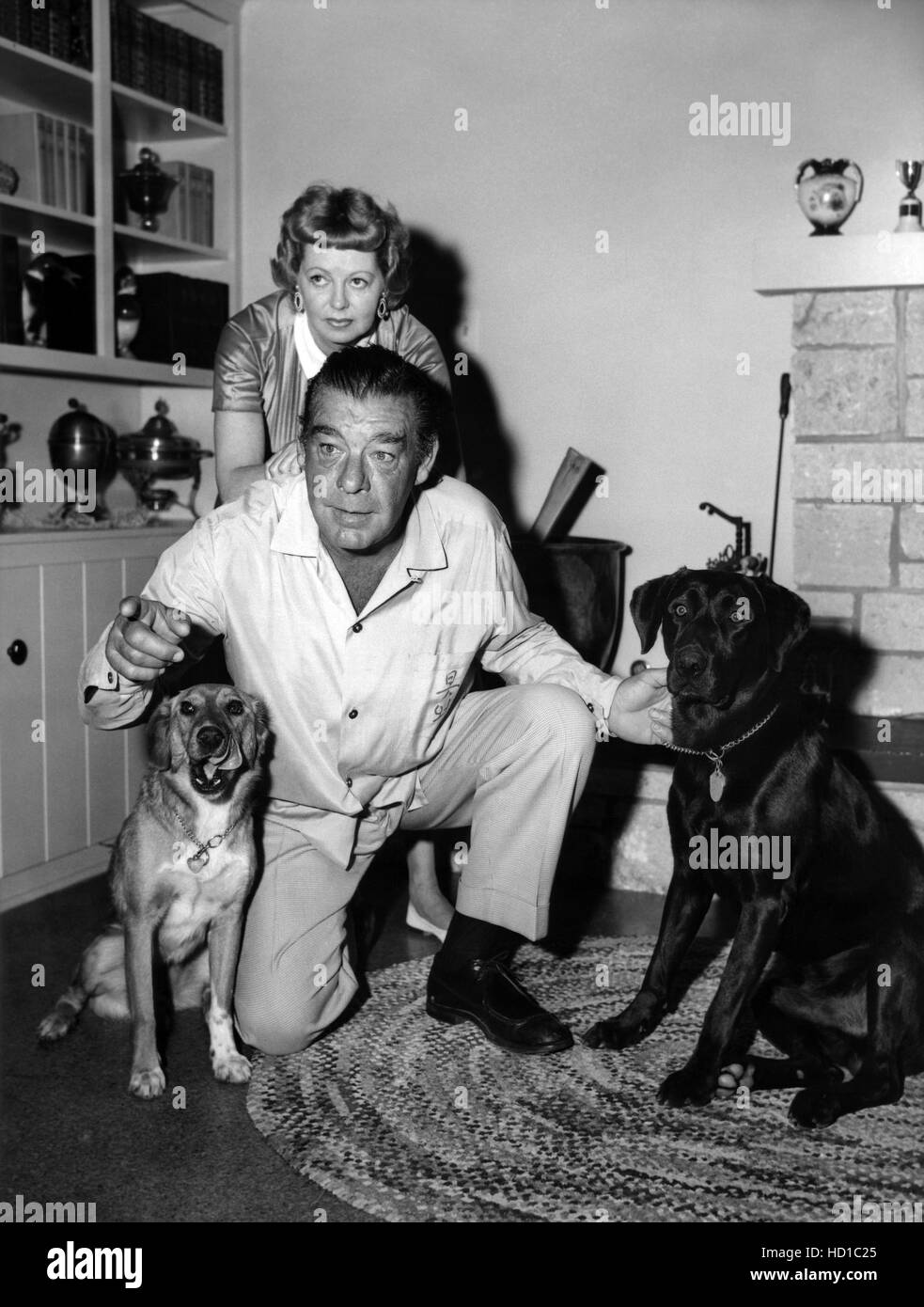 From front to back: Lon Chaney, Jr. and his wife Patsy at home with ...