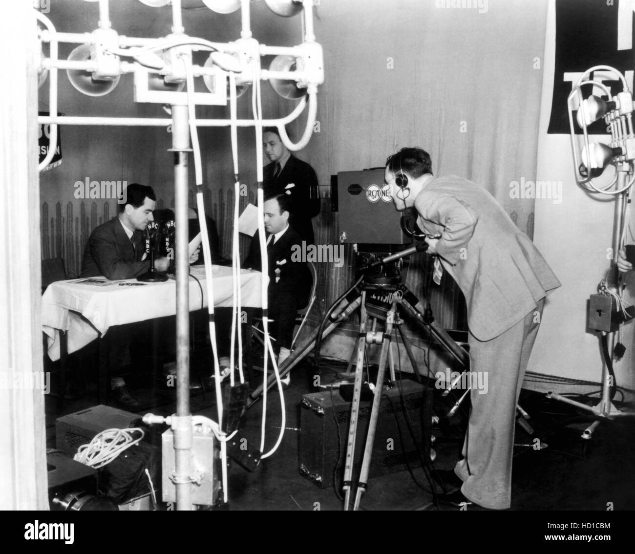 Lowell Thomas (left), reporting NBC News' television coverage of the ...