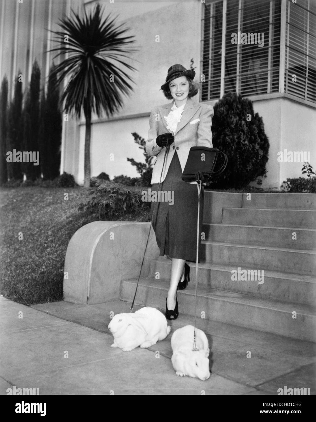 Lucille Ball, walking her (studio-issued) 'pet rabbits,' summer 1938 ...