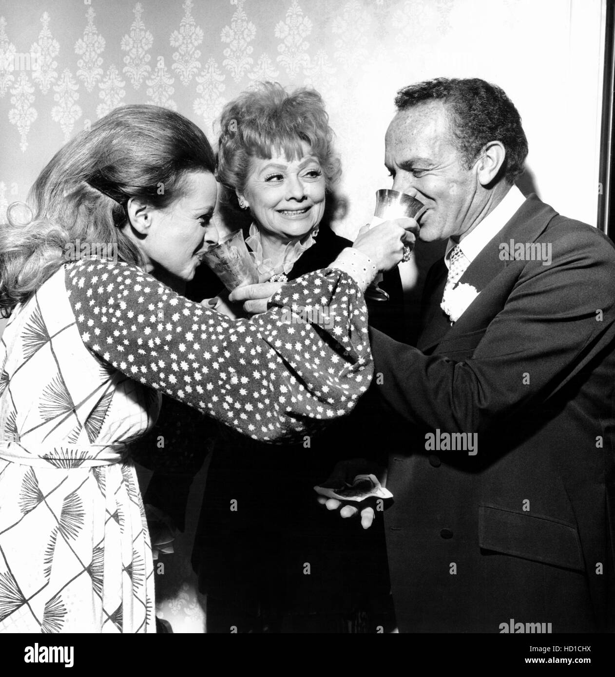Lucille Ball, center, with comic Jack Carter, right, and his second ...