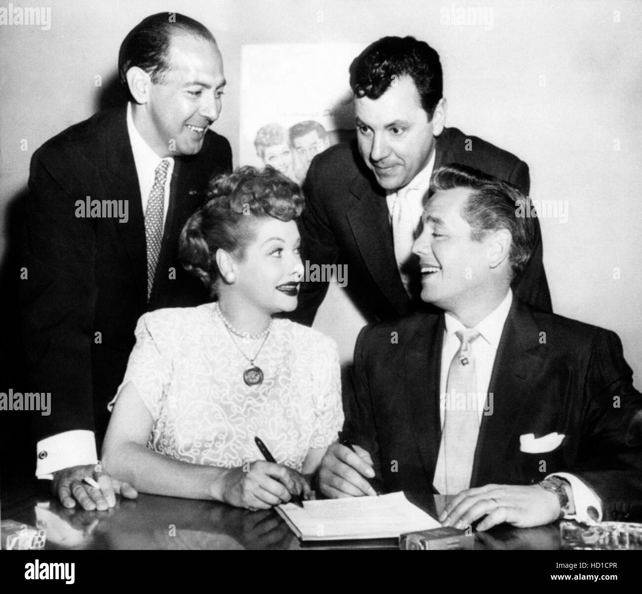 Harry Ackerman (Vice-President of CBS-TV), Lucille Ball, Harry W. Chesley Jr. (Vice-President of ...