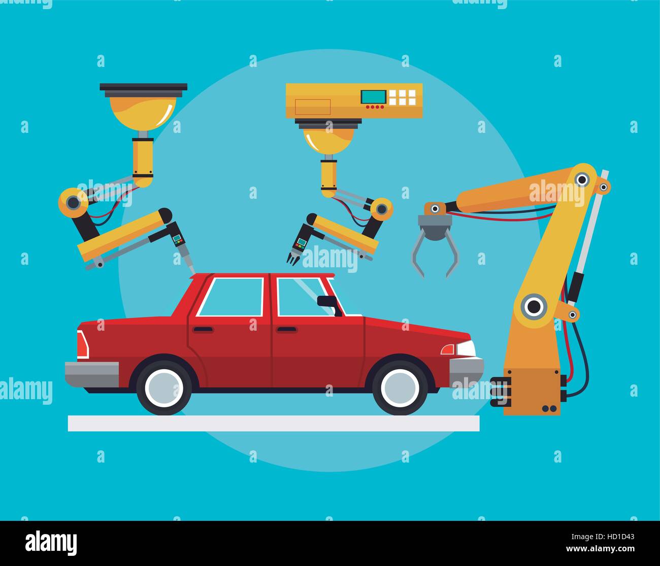 car assembly industrial robotic production line Stock Vector Image ...