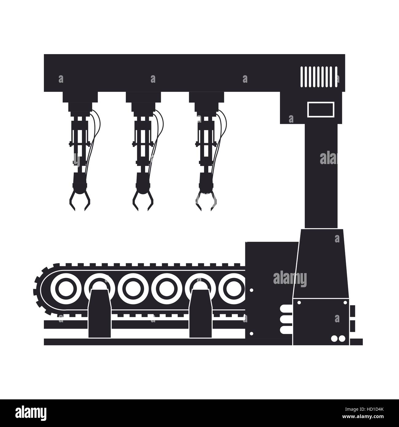silhouette robotic production line machinery technology Stock Vector ...