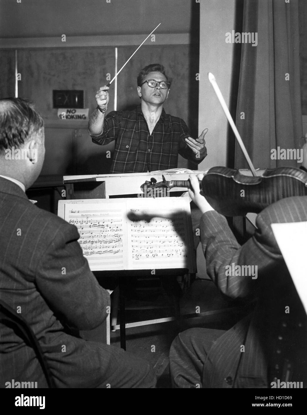 Mickey Rooney, conducting 'Shorty Bell Theme', (no date Stock Photo - Alamy
